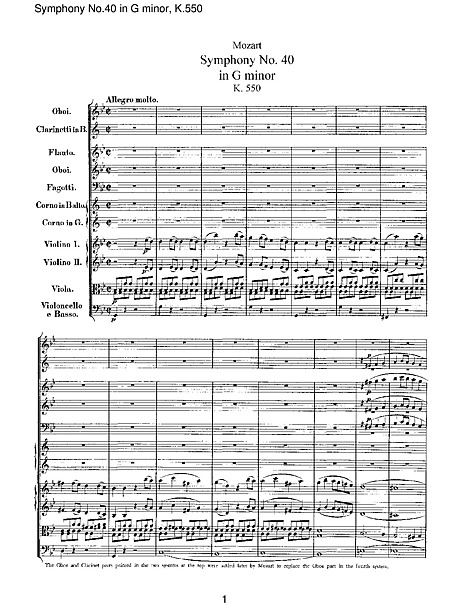 Symphony No. 40 Full Score - Orchestra - Spartiti - Cantorion ...